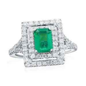 SOUZANA BY SUZY LEVIAN 14k White Gold Emerald And Diamond Ring - Green