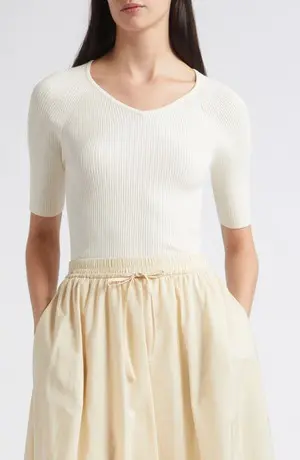 Max Mara Rib Short Sleeve Sweater - Ecru