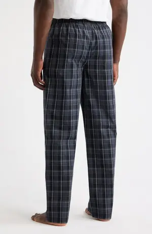 Majestic International Stormy Plaid Woven Cotton Lounge Pants - Charcoal