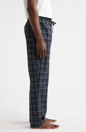 Majestic International Stormy Plaid Woven Cotton Lounge Pants - Charcoal