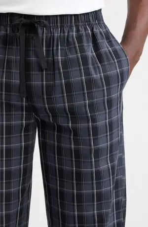 Majestic International Stormy Plaid Woven Cotton Lounge Pants - Charcoal