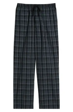 Majestic International Stormy Plaid Woven Cotton Lounge Pants - Charcoal