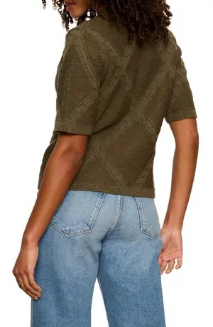 Sanctuary Diamond Stitch Cotton Sweater - Green
