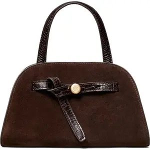 Tory Burch Small Romy Suede Bauletto - Dark Cocoa