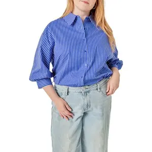 English Factory Striped Balloon Sleeve Shirt - Cobalt