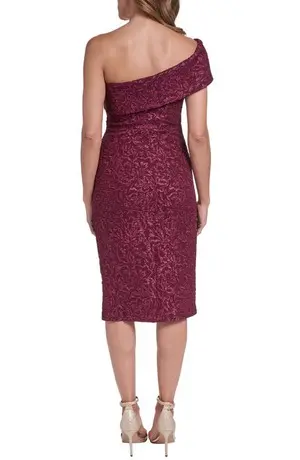 Eliza J One-shoulder Floral Jacquard Sheath Dress