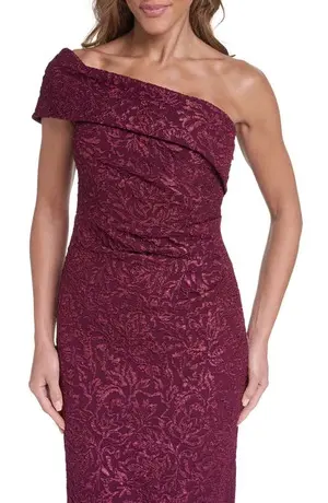 Eliza J One-shoulder Floral Jacquard Sheath Dress