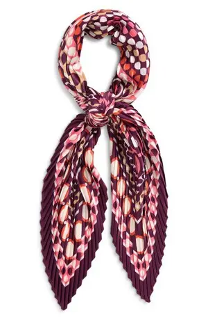 Echo Pleated Dots On Dots Diamond Silk Scarf - Winetasting