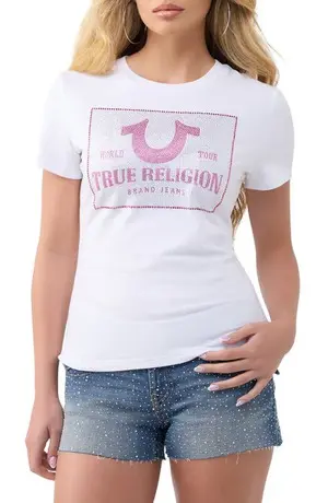 True Religion Embellished Logo Crewneck T-shirt - Optic White