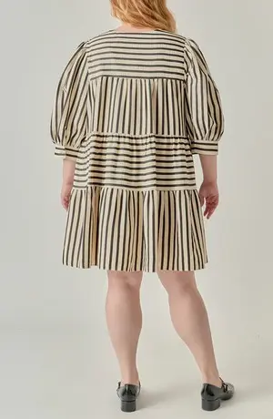 English Factory Striped Tiered Minidress
