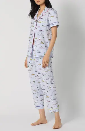 BEDHEAD PAJAMAS Print Stretch Organic Cotton Jersey Crop Pajamas