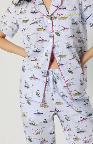 BEDHEAD PAJAMAS Print Stretch Organic Cotton Jersey Crop Pajamas