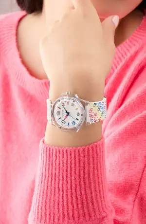 Guess Worn With Pride Rainbow Clear Silicone Strap Watch