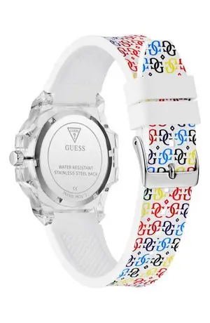 Guess Worn With Pride Rainbow Clear Silicone Strap Watch