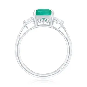 SOUZANA BY SUZY LEVIAN 14k White Gold 2.80ct Emerald And 0.51cttw Diamond Ring