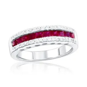 SOUZANA BY SUZY LEVIAN 18k Gold Channel Set Ruby & Diamond Half Band Ring - Red