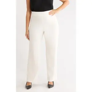 Anne Klein High Waist Wide Leg Pull-on Pants - White Dove