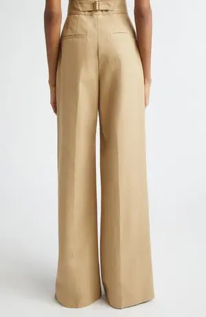 Carolina Herrera Diane Backstrap High Waist Wide Leg Pants
