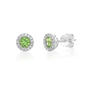 SOUZANA BY SUZY LEVIAN 14k White Gold Peridot And Diamond Stud Earrings - Green