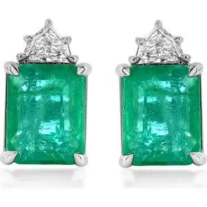 SOUZANA BY SUZY LEVIAN 14k White Gold Emerald And Diamond Earrings - Green