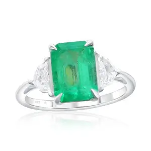 SOUZANA BY SUZY LEVIAN 14k White Gold 3.22ct Emerald & 0.40cttw Diamond Ring