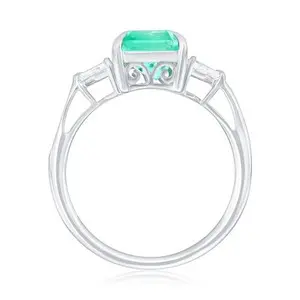 SOUZANA BY SUZY LEVIAN 14k White Gold 3.22ct Emerald & 0.40cttw Diamond Ring