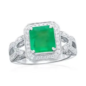 SOUZANA BY SUZY LEVIAN 14k White Gold Emerald And Diamond Ring - Green