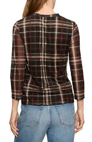Sanctuary Printed Mesh Top - Cinder Pla