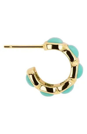 ATHRA LUXE Turquoise Bezel Huggie Hoop Earrings