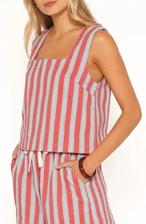 PETAL & PUP Marinda Striped Square Neck Cotton Top