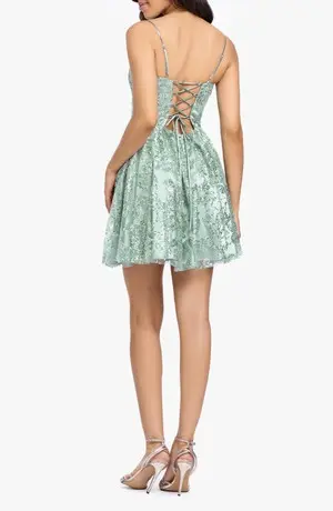 BLONDIE NITES Glitter Lace Back Sleeveless Minidress