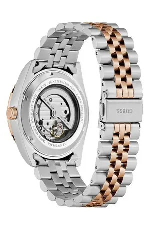 Guess Open Heart Two-tone Automatic Bracelet Watch