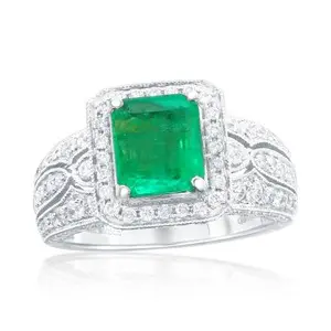 SOUZANA BY SUZY LEVIAN 14k White Gold 1.71ct Emerald And 1.06cttw Diamond Ring