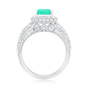 SOUZANA BY SUZY LEVIAN 14k White Gold 1.71ct Emerald And 1.06cttw Diamond Ring