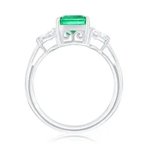 SOUZANA BY SUZY LEVIAN 14k White Gold 2.95ct Emerald And 0.50cttw Diamond Ring