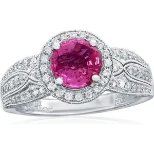 SOUZANA BY SUZY LEVIAN 14k White Gold 1.55ct Sapphire And 0.95cttw Diamond Ring - Pink