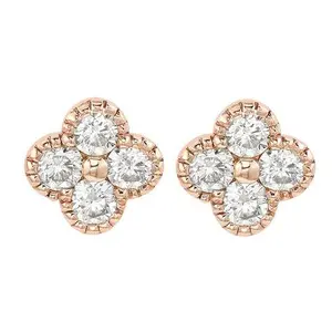 SOUZANA BY SUZY LEVIAN 14k 7/10 Cttw Diamond Clover Stud Earrings - Rose Gold