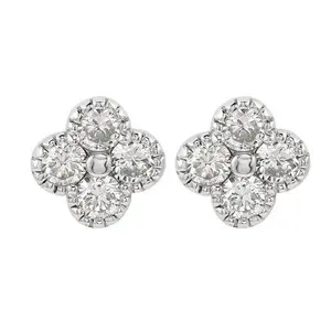 SOUZANA BY SUZY LEVIAN 14k 7/10 Cttw Diamond Clover Stud Earrings White Gold
