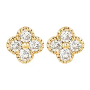 SOUZANA BY SUZY LEVIAN 14k Gold 7/10cttw Diamond Clover Stud Earrings
