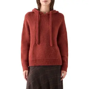Akris Fluffy Alpaca Blend Sweater Hoodie - Copper