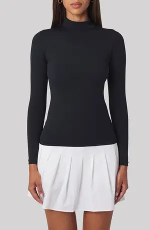 WILLIAMS ATHLETIC CLUB Noelle Performance Mock Neck Top - Black
