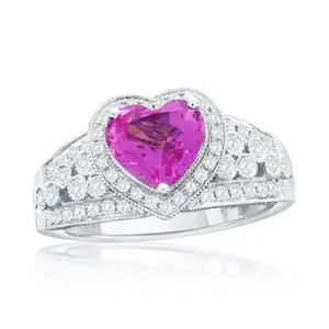 SOUZANA BY SUZY LEVIAN 14k White Gold 1.87ct Sapphire And 0.78cttw Diamond Ring - Pink