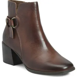 BØRN Livvy Block Heel Suede Ankle Boot - Brown Leather