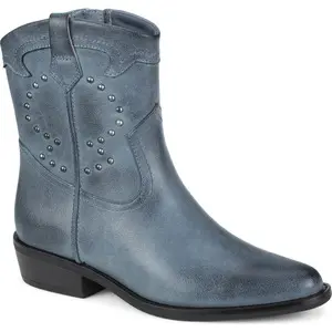BARETRAPS Nova Western Ankle Boots With Stud Embellishments - Navy