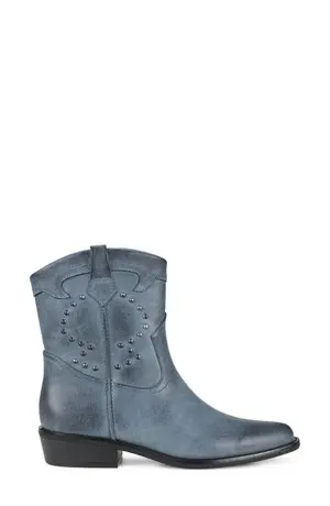 BARETRAPS Nova Western Ankle Boots With Stud Embellishments - Navy
