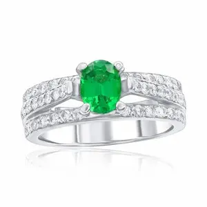 SOUZANA BY SUZY LEVIAN 14k White Gold Oval Tsavorite Garnet And Diamond Ring - Green