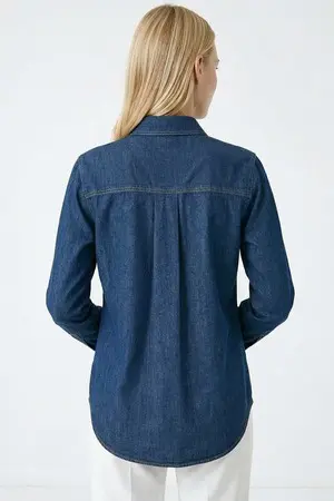 EXQUISE Duwayne Long Sleeve Snap Button Denim Shirt