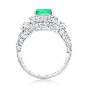 SOUZANA BY SUZY LEVIAN 14k White Gold 1.92ct Emerald And 1.01cttw Diamond Ring