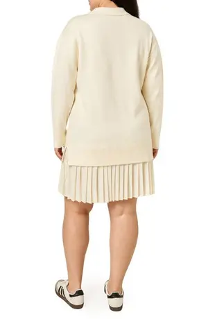 English Factory Mixed Media Polo Minidress - Cream