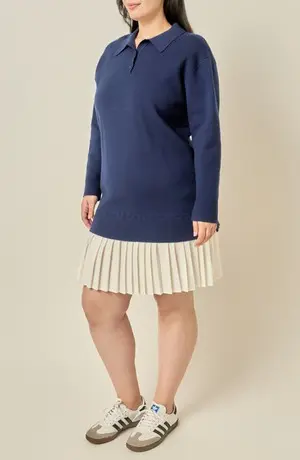 English Factory Mixed Media Polo Minidress